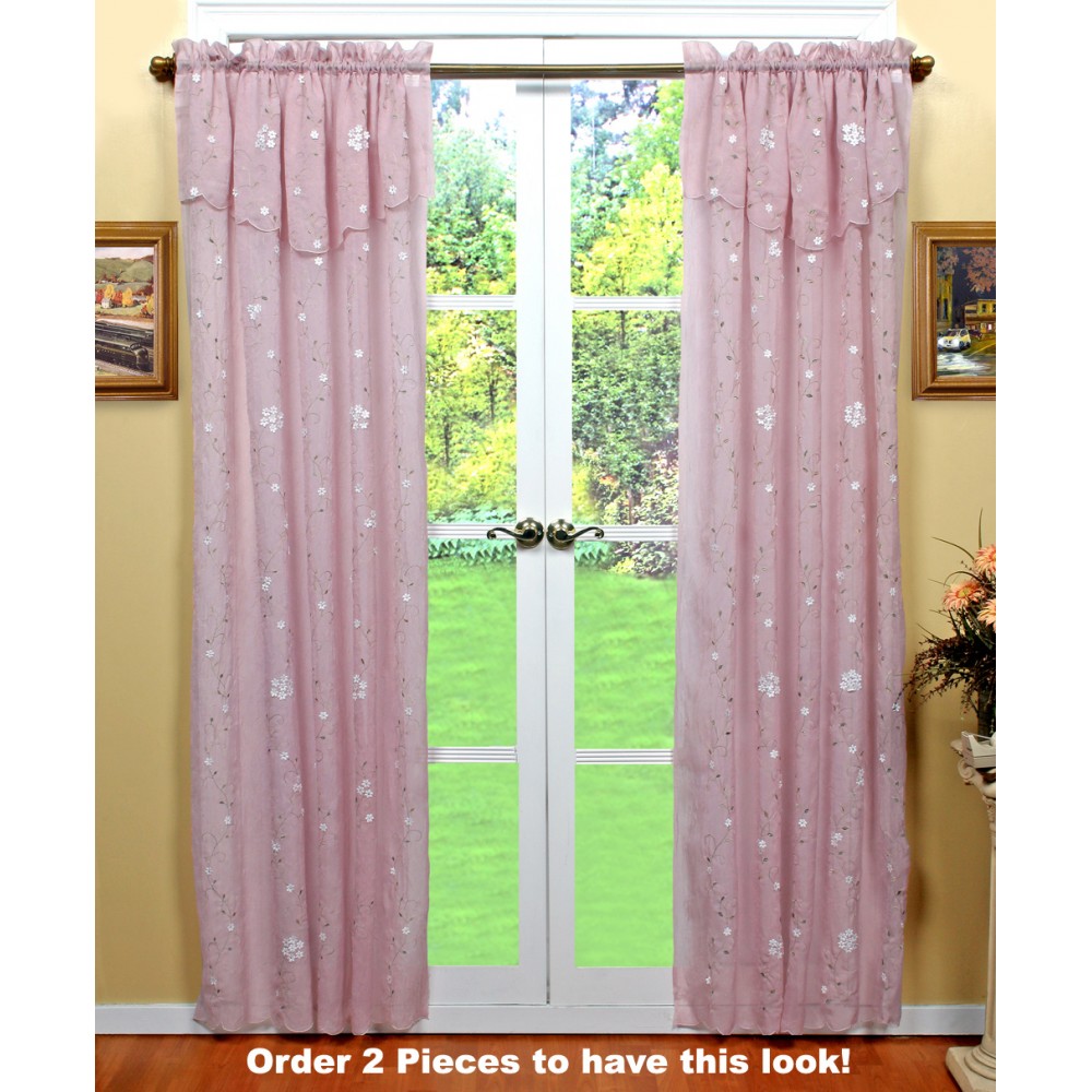 Creative Linens Daisy Embroidered Floral Window Curtain Panel 50x84" in ...